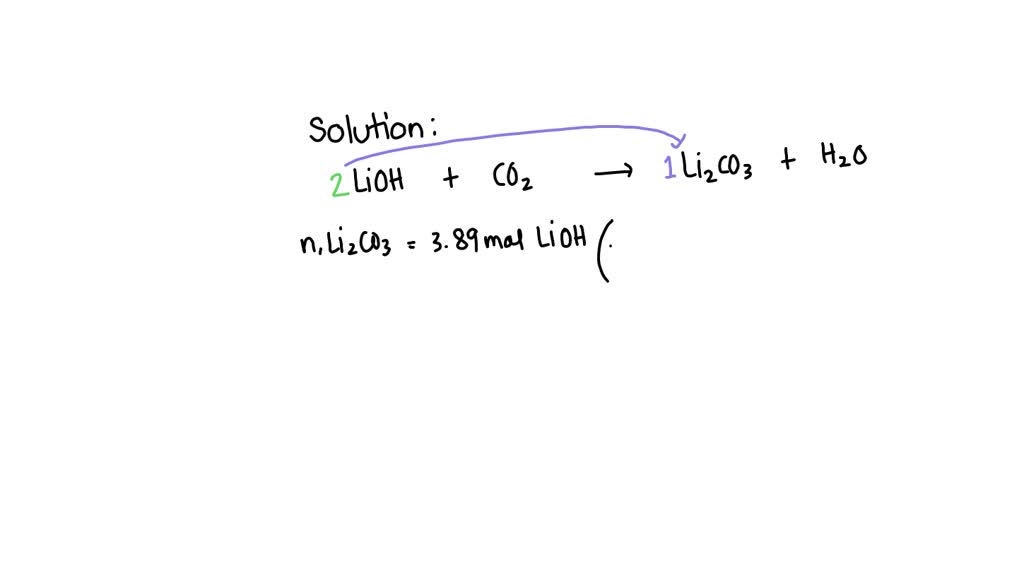 SOLVED: Consider the following unbalanced chemical equation: LiOH(s) + CO2(aq) = LiCO3(s) + H2O ...