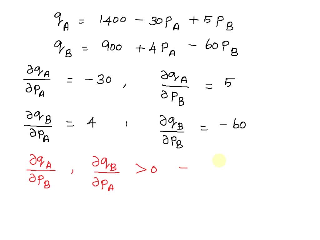 Solved The Functions Qa And Qb Are Demand Functions For Products A And 2537