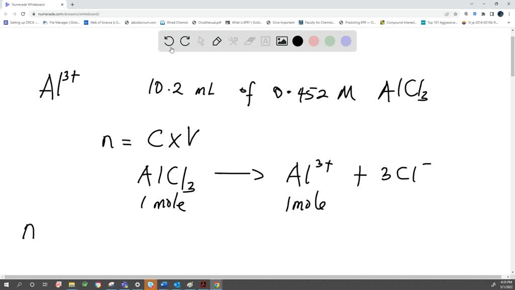 SOLVED: Calculate the number of moles of aluminum ions, Al3+ ion ...