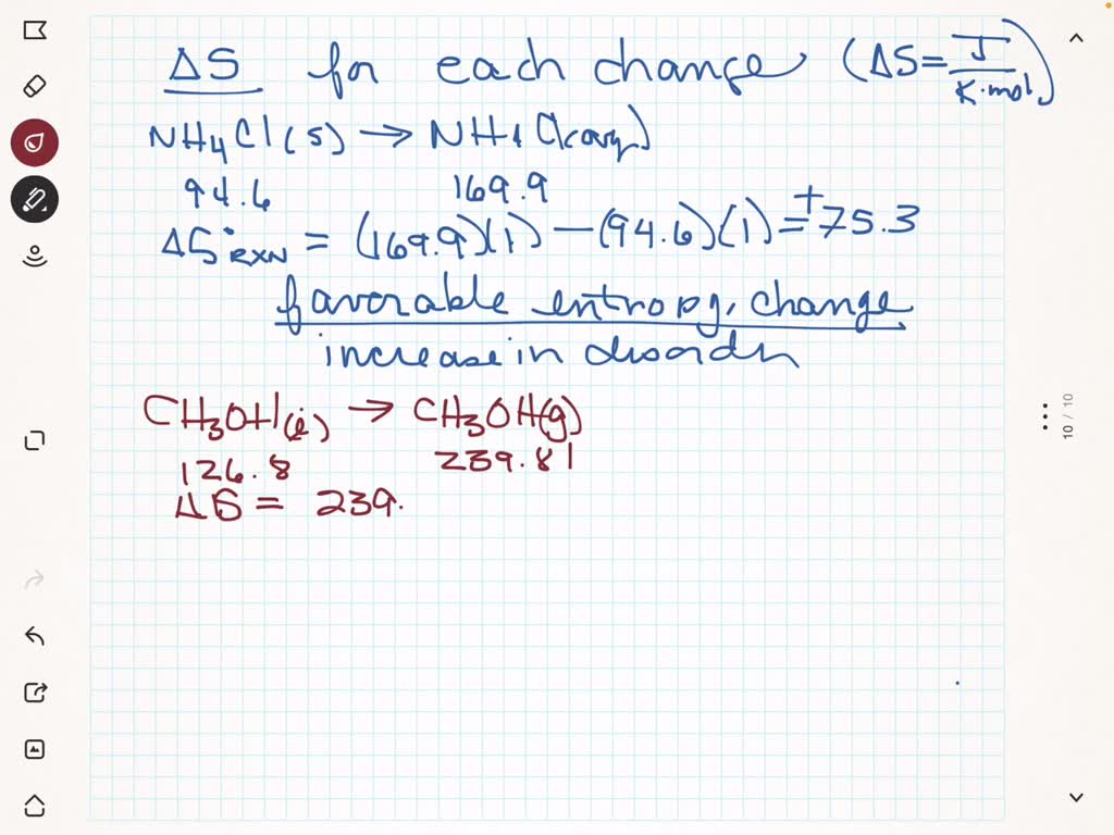 SOLVED: Use S^∘ values to calculate the standard entropy change, Δr S^∘, for each of the ...