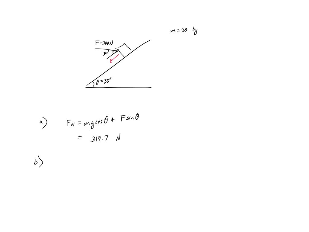 A 20 kg box is pushed up a rough sloping ramp (30Â° relative to the ...