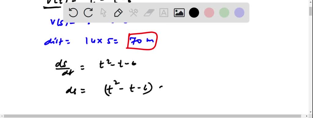 SOLVED: A particle is moving in a straight line with velocity v(t) = t^2 - t - 6. Find the ...