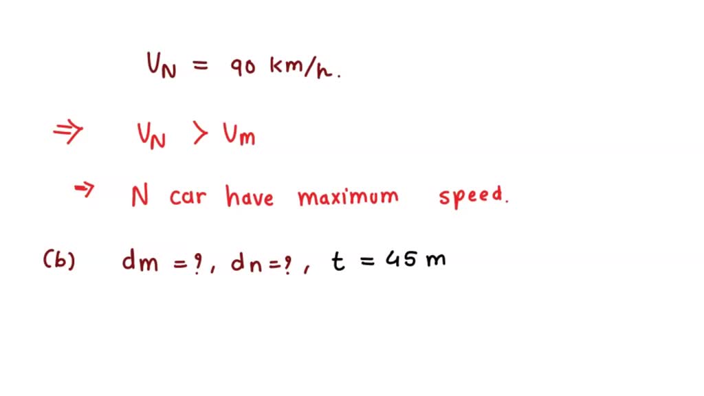 SOLVED: The given table depicts distances traveled by two cars M and N ...