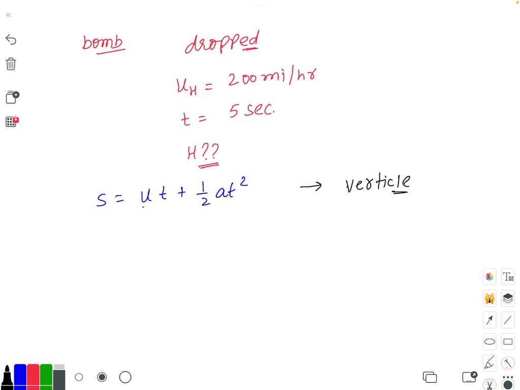 SOLVED: .. A bomb is dropped from an airplane moving horizontally with ...