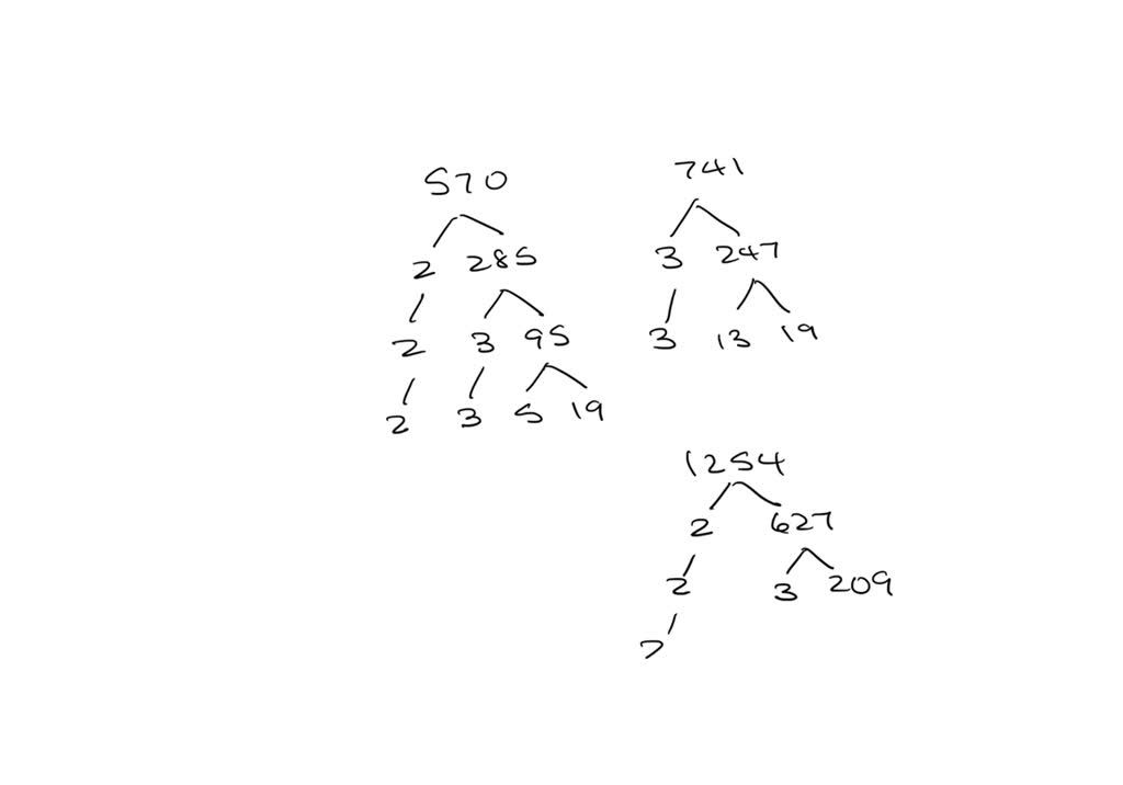The Prime Factor Trees For 570 741 And 1254 Are Given Below Use The Prime Factor Trees To Find