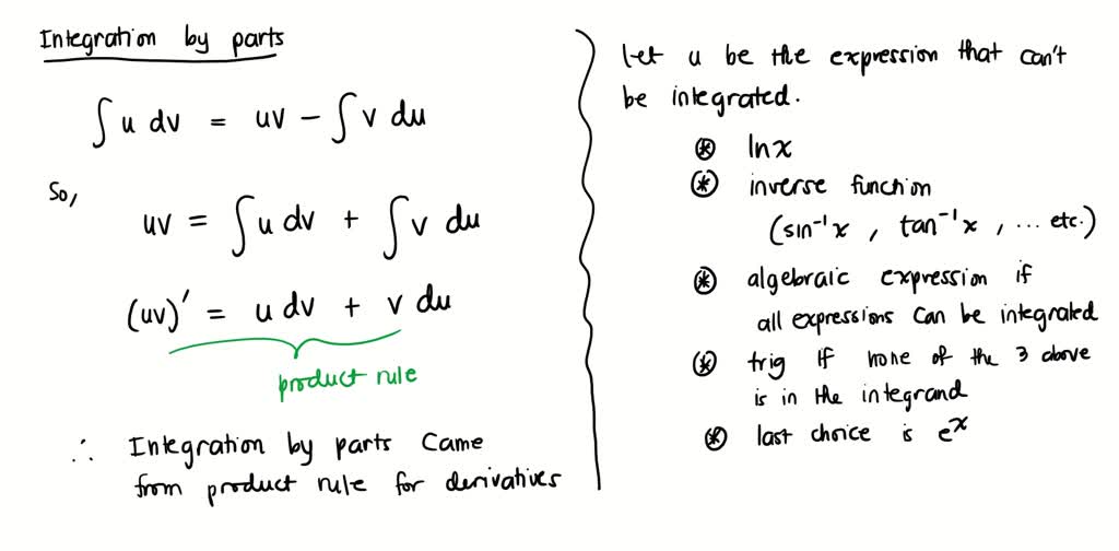 SOLVED: (a) Integration by parts is based on what differentiationrule ...