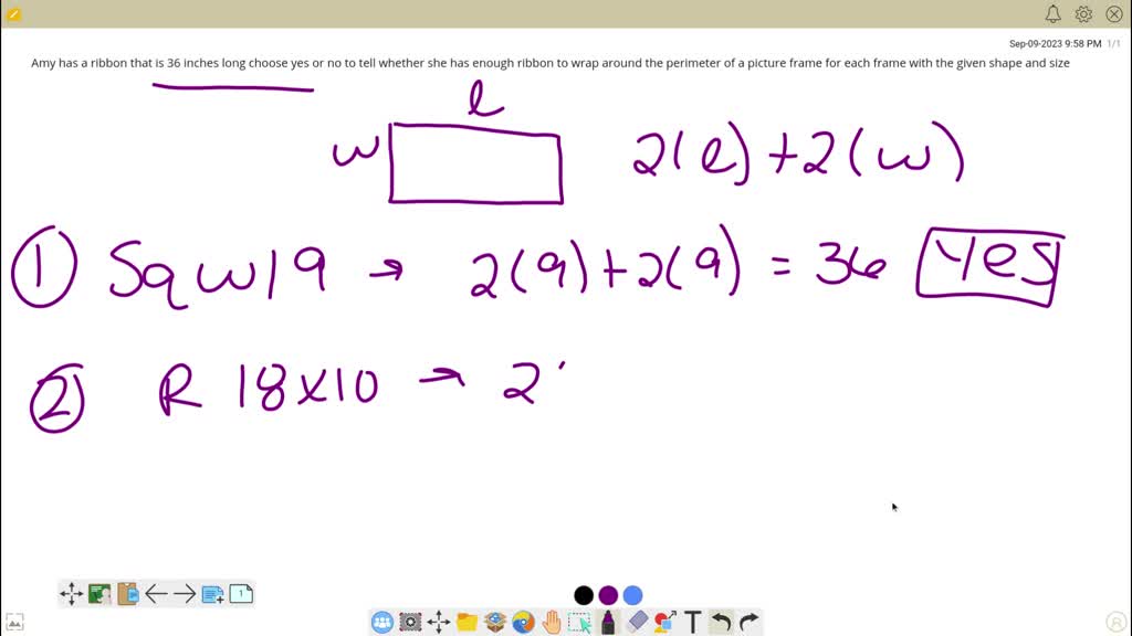 Amy has a ribbon that is 36 inches long choose yes or no to tell ...