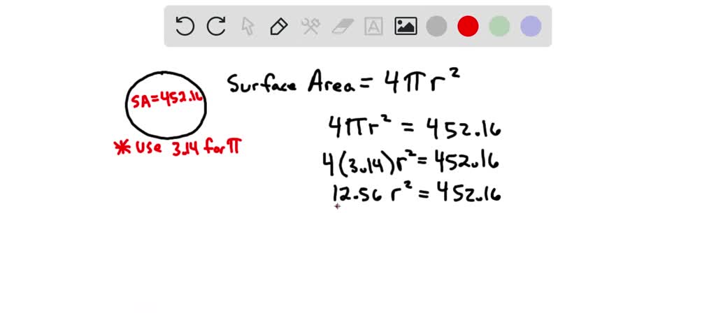 SOLVED: '15. The formula for the surface area, A, of a sphere with ...