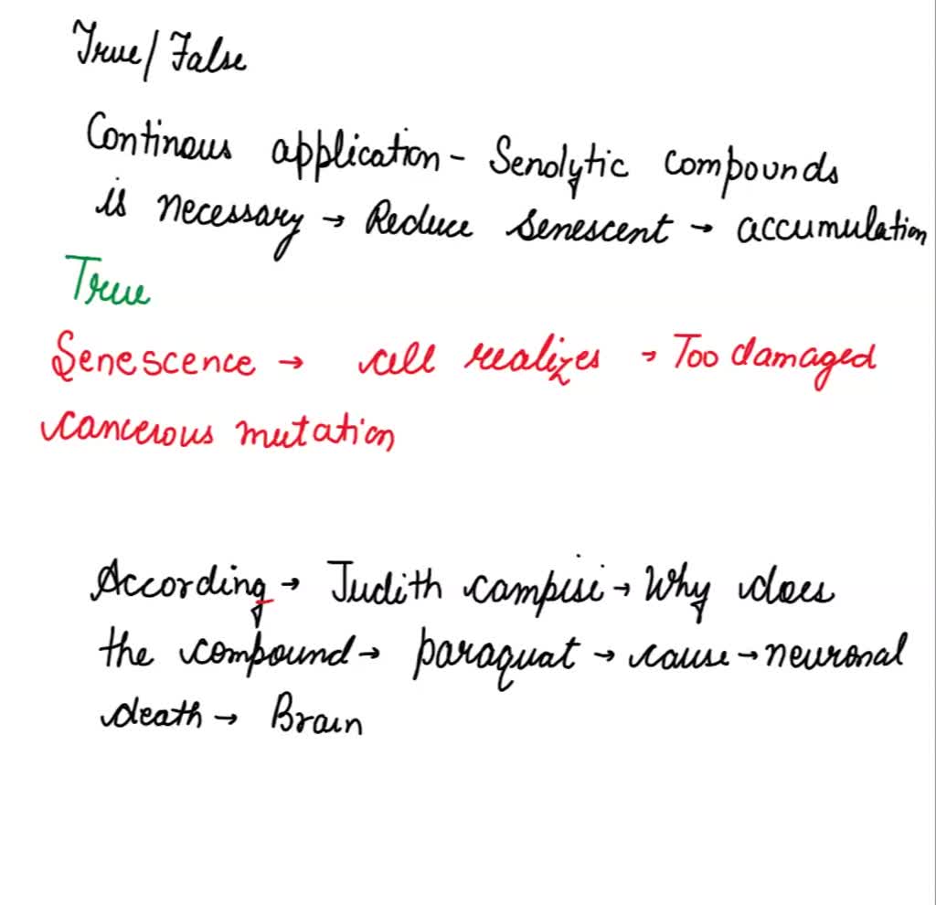 SOLVED: 1.) True or False: Continuous application of senolytic ...