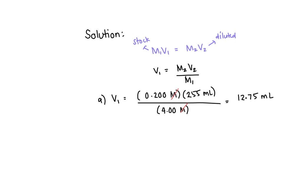 SOLVED: Determine the initial volume, in milliliters, required to prepare each of the following ...