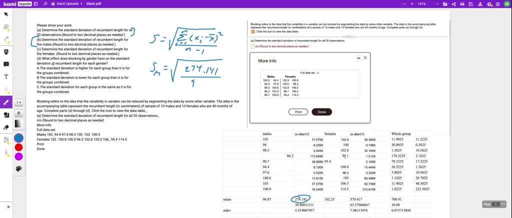 SOLVED: Please show your work. (a) Determine the standard deviation of ...