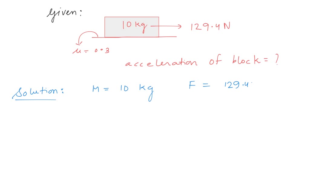SOLVED: A horizontal force of 129.4 N is applied on a 10 kg block which rests on a horizontal ...