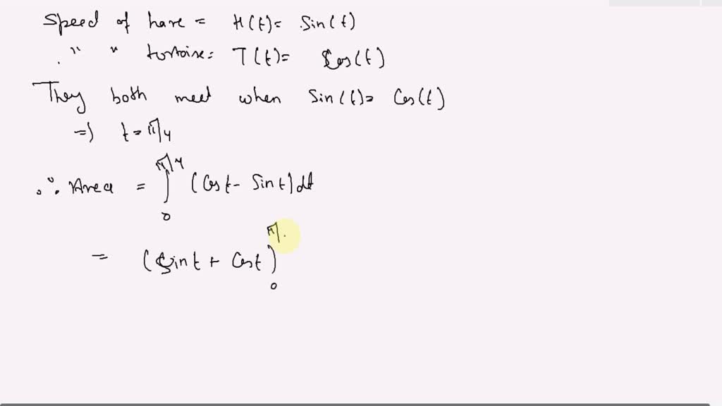 SOLVED: The tortoise versus the hare: The speed of the hare is given by ...