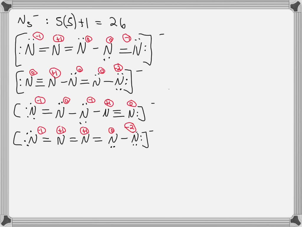SOLVED: A linear nitrogen anion, N5, was isolated for the first time in 1999. a. Draw the Lewis ...