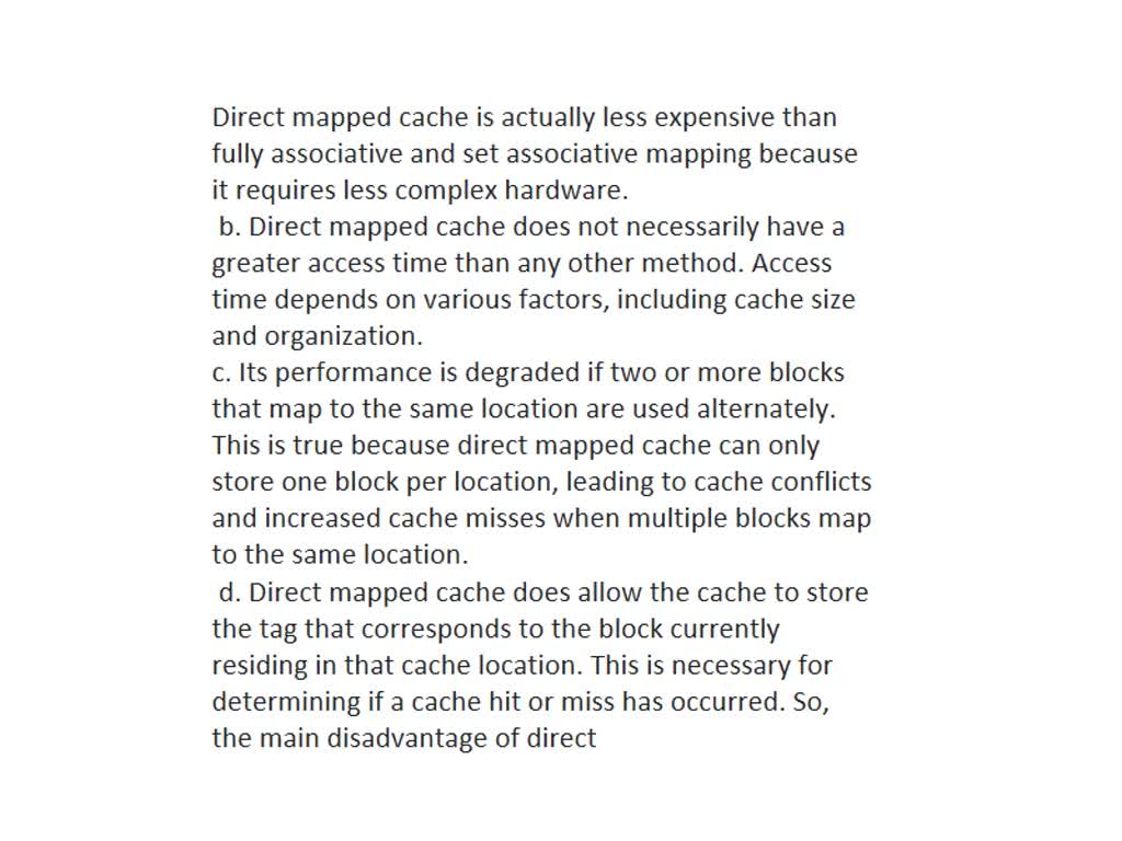 SOLVED: 5. Explain in detail with examples how direct mapped cache ... SOLVED: 5. Explain in detail with examples how direct mapped cache ...