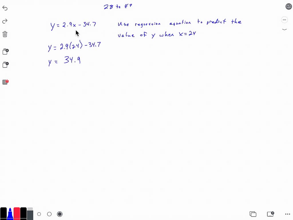 Solved A Data Set Whose Original X Values Ranged From 28 Through 49 Was Used To Generate A 8413