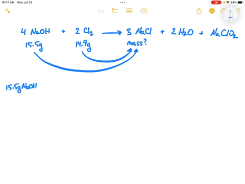 4 naoh 2 cl2 3 nacl 2 h2o naclo2 if 149 grams of cl2 reacted with 155 g ...