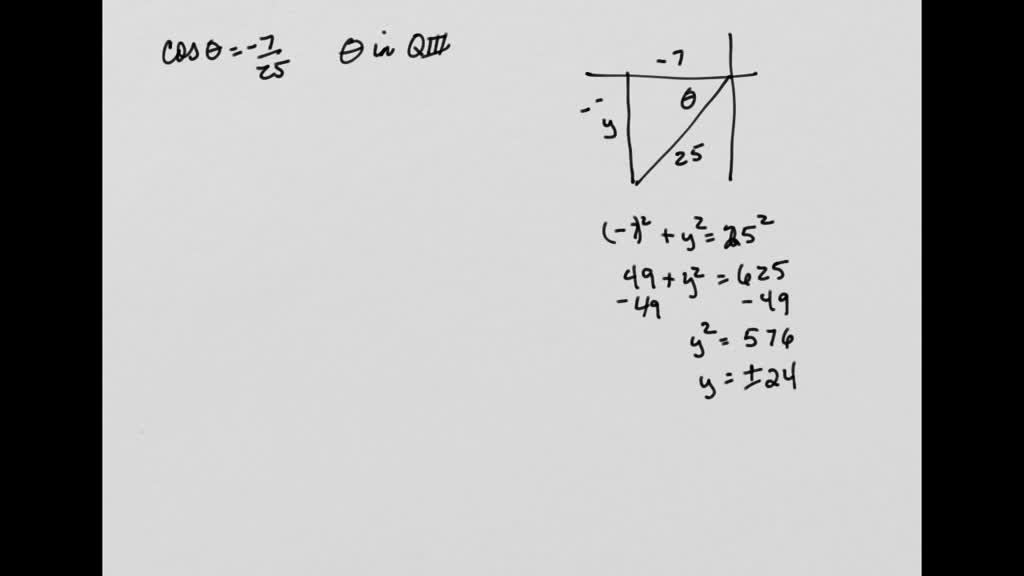 SOLVED: Find the values of the six trigonometric functions of Î¸ with the given constraint ...