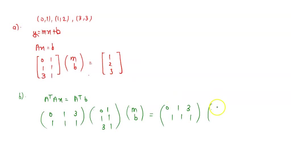 SOLVED: Suppose you are fitting a straight line to the three data ...