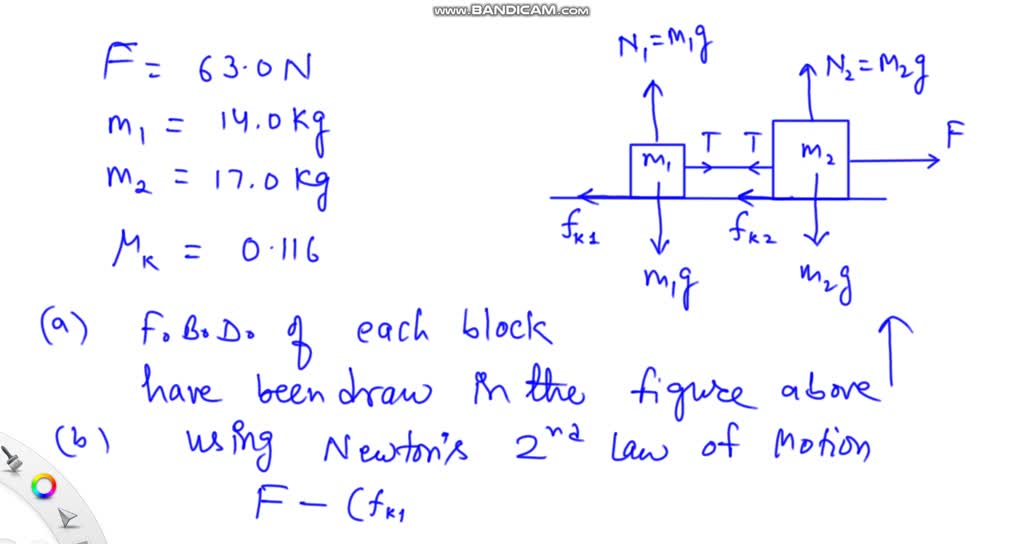 SOLVED: Two blocks connected by rope of negligible mass are being dragged by horizontal force as ...