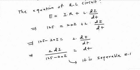Ju an inductance f 2 henries and resistance of 20 ohms are...