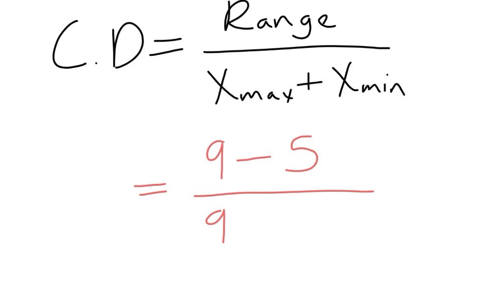 SOLVED: Calculate the coefficient of dispersion in terms of range for this data set: 5,6,7,8,9