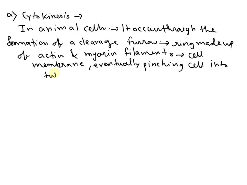 SOLVED: Question 1: a. How does cytokinesis differ between plant and animal cells? b. If a cell ...