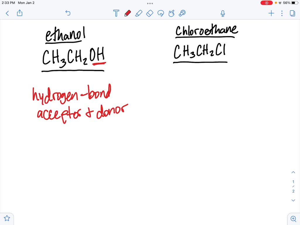 SOLVED: ethanol, CH3CH2OH is more soluble in water compared to chloroethane, CH3CH2Cl