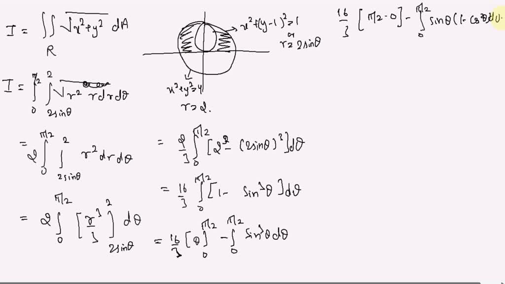 SOLVED: Evaluate the integral ∬R√(x^2+y^2) d A, where R is the region ...