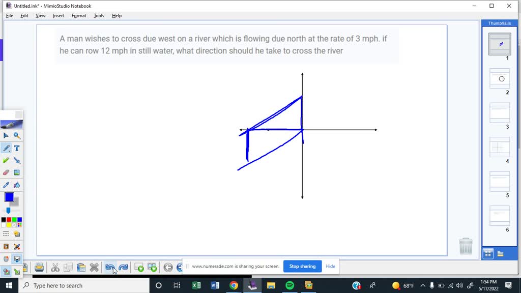 SOLVED: A man wishes to cross due west on a river which is flowing due ...