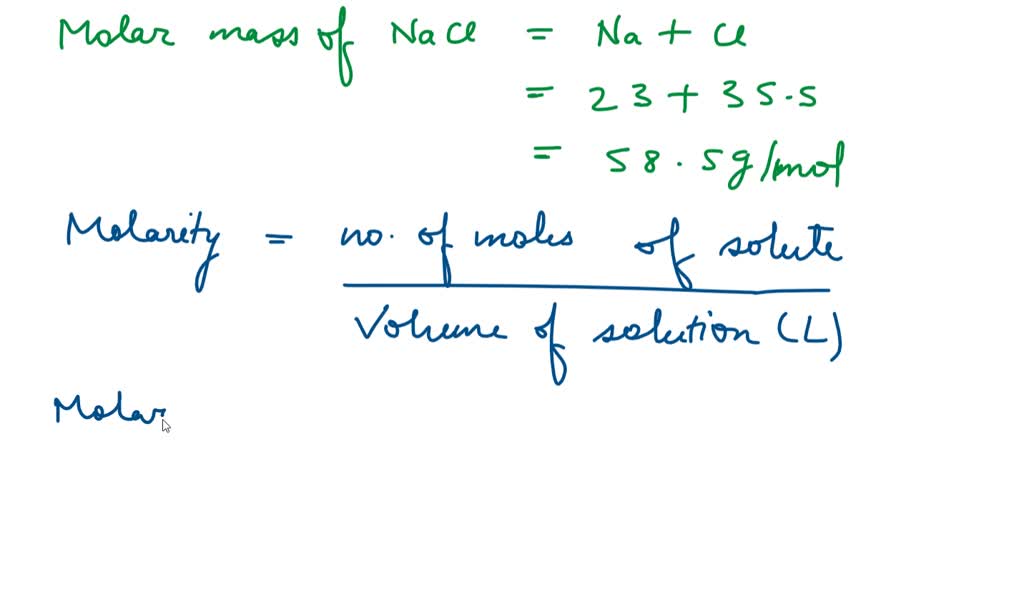 SOLVED: What is the molarity of a solution made by dissolving 17.5 grams of NaCl in enough water ...