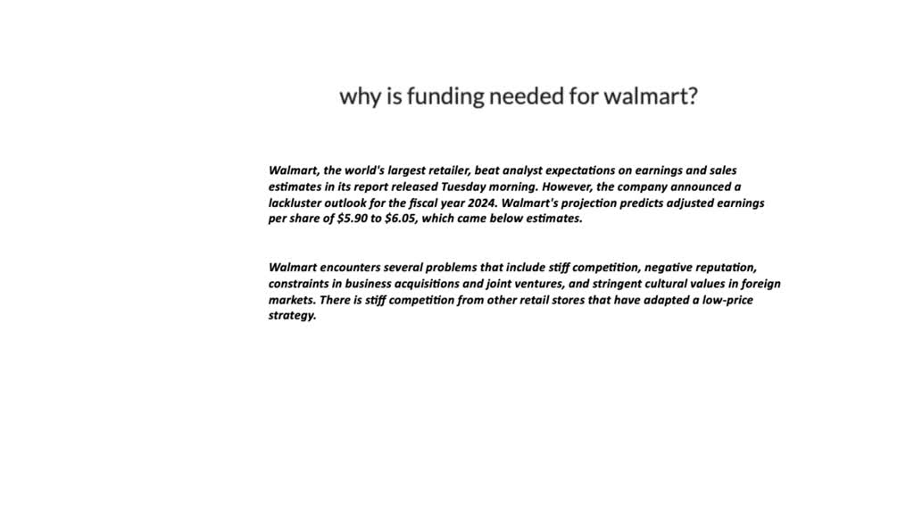 SOLVED: why is funding needed for walmart?