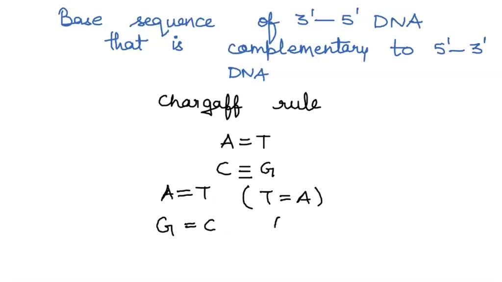 SOLVED: a) Write the complementary sequence to the following DNA strand ...