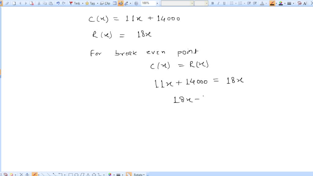SOLVED: Find the break-even point for the firm whose cost function C and revenue function R are ...