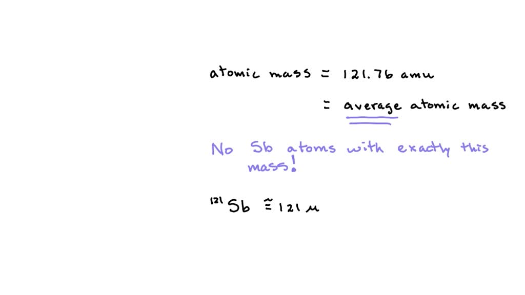 SOLVED: The element antimony (Sb) has an atomic mass of 121.76 amu. Two ...