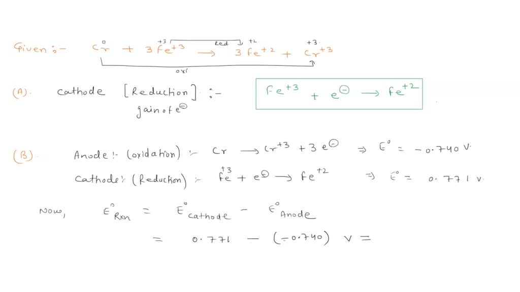 SOLVED: For the oxidation–reduction reaction, Fe2+ + Ce4+ → Fe3+ + Ce3 ...
