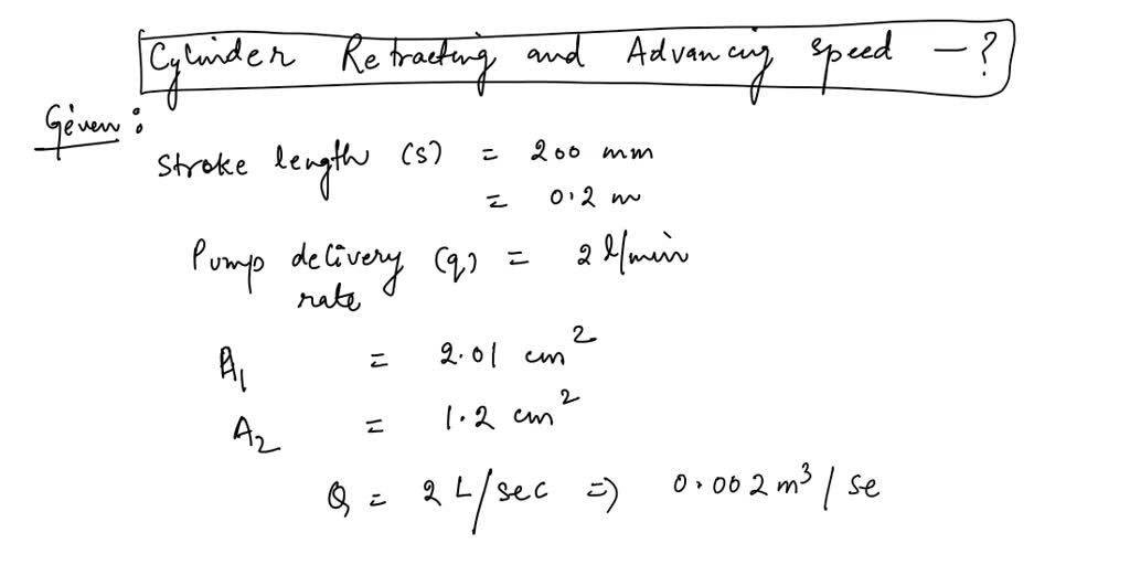 SOLVED: 2. Calculate the cylinder's retracting and advancing speeds ...