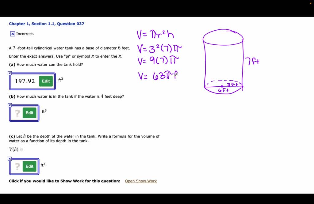 SOLVED: HOMEWORK 6 The tank in the water tower has the geometry shown ...