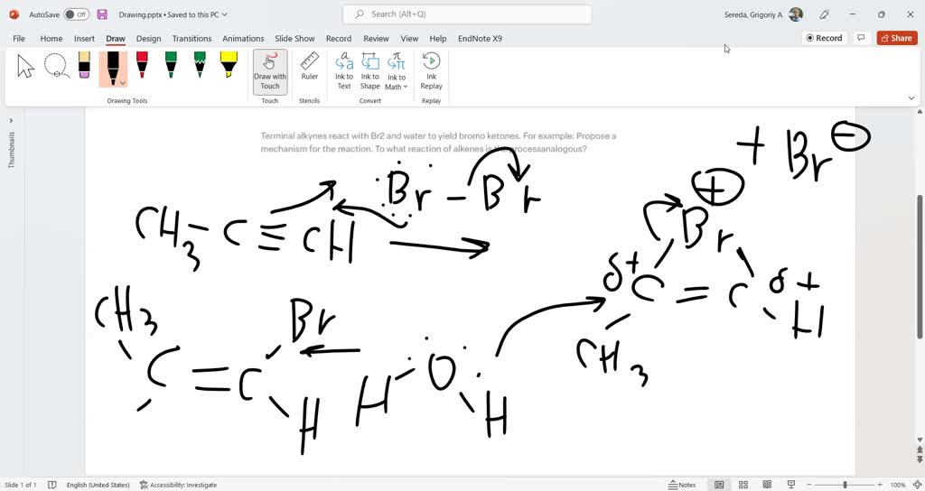 SOLVED: Terminal alkynes react with Br2 and water to yield bromo ketones. For example: Propose a ...