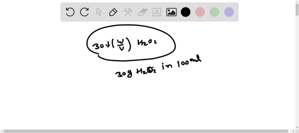 SOLVED: Concentrated hydrogen peroxide in high school labs is 30% W/V ...