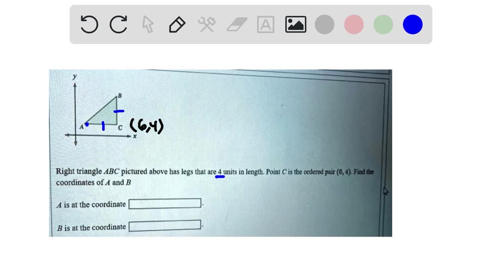 SOLVED: Right triangle ABC pictured above has legs that are units in ...