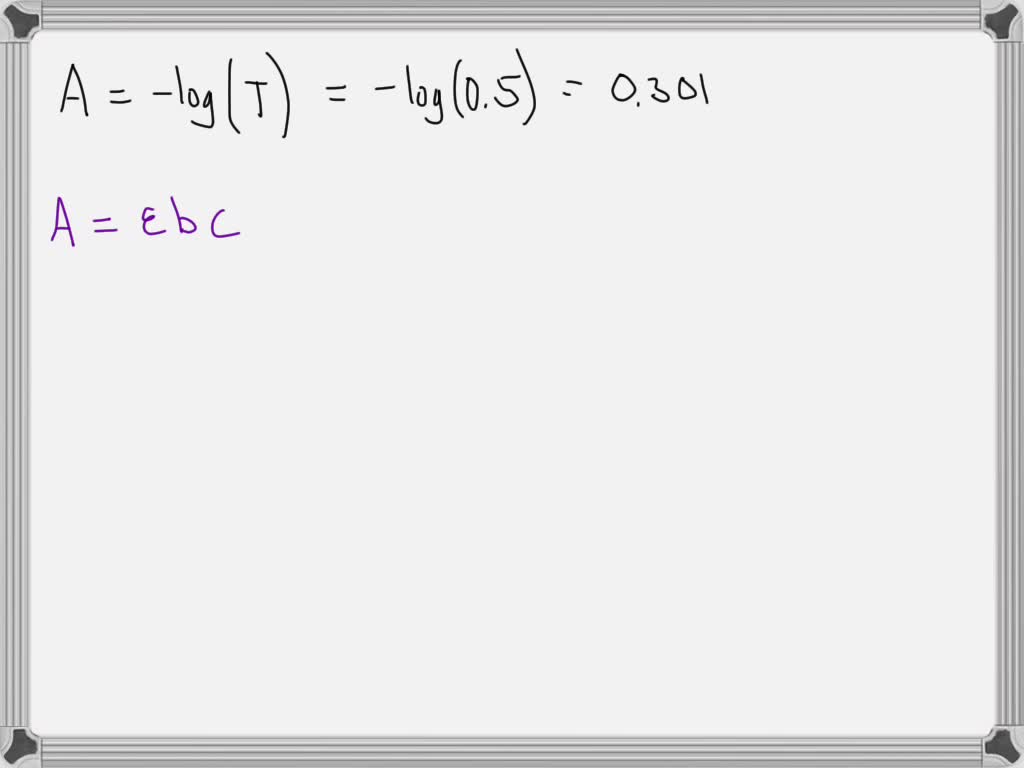 SOLVED: Using your value for molar absorptivity at the absorption ...