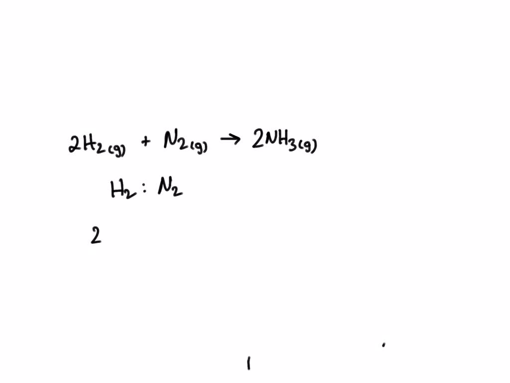 SOLVED: What is the mole ratio of H2 to N2in the reaction below? 2 H2 ...