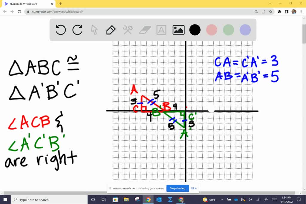 SOLVED: Triangle ABC is congruent to TriangleA'BC' by the HL theorem ...