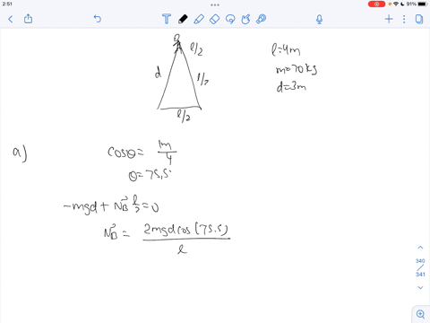 A stepladder of negligible weight is constructed as shown in Figure P12 ...