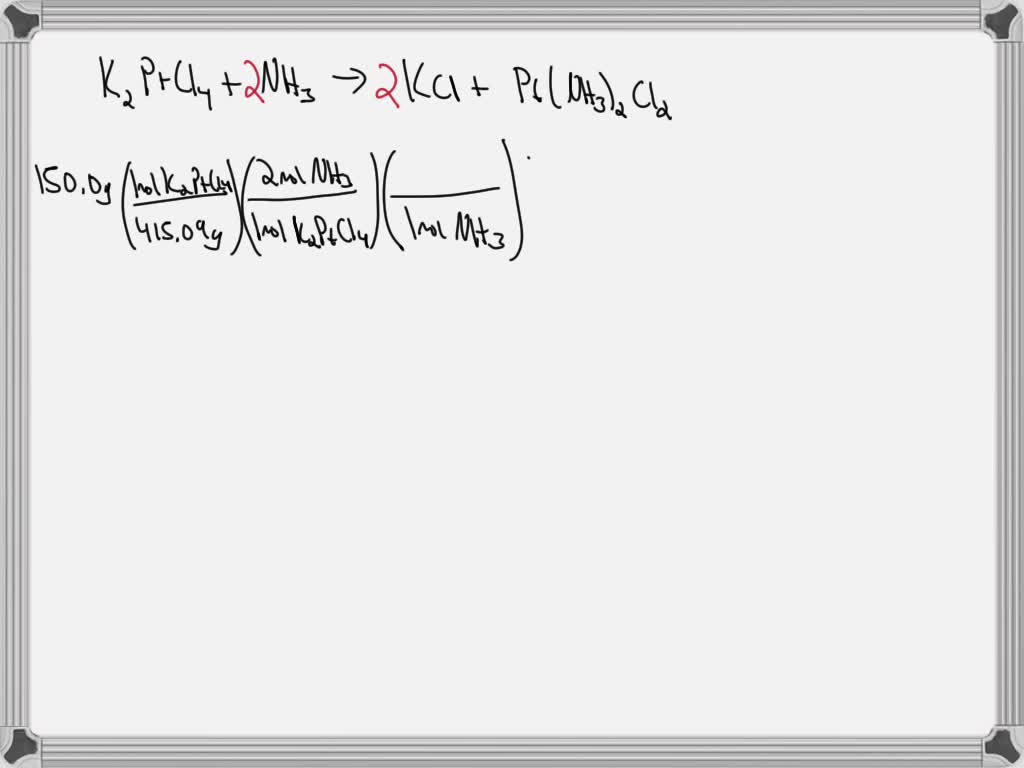 SOLVED: Cisplatin (Pt(NH3)2Cl2) is a common chemotherapeutic agent and ...