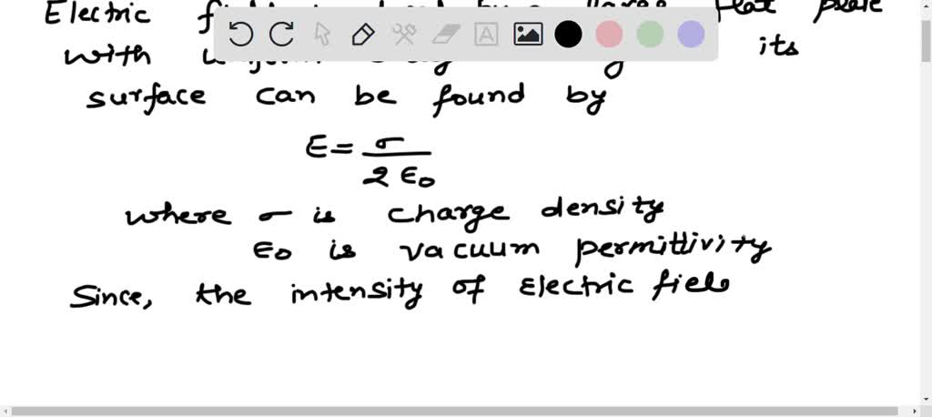 SOLVED: Charge is distributed uniformly on the surface of a large flat plate. The electric field ...