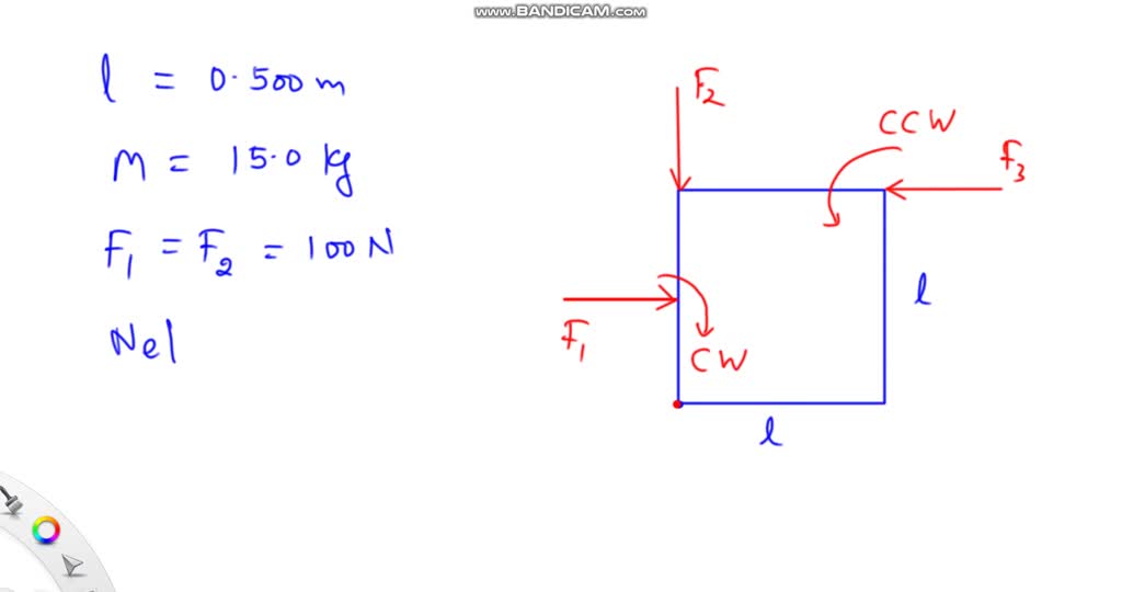 SOLVED: Three forces act on a square plate that can rotate in the ...