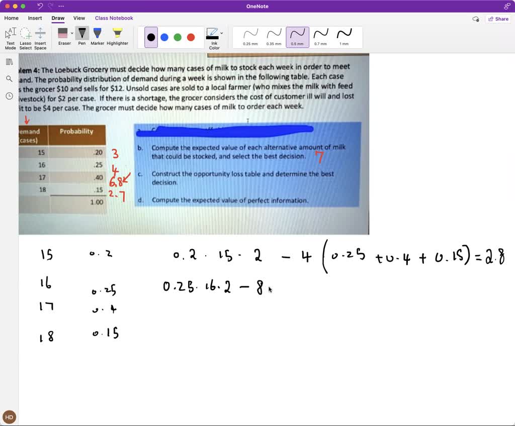 SOLVED: Problem 4: The Loebuck Grocery must decide how many cases of ...