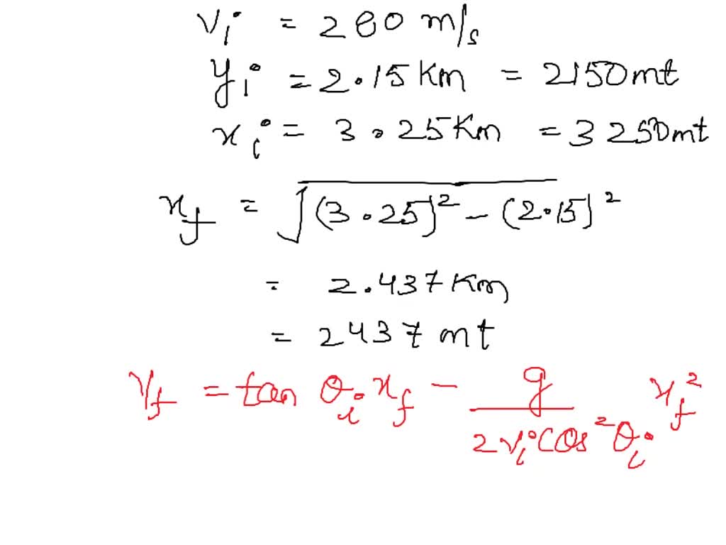 SOLVED: A dive-bomber has a velocity of 280 m / s at an angle θ below ...